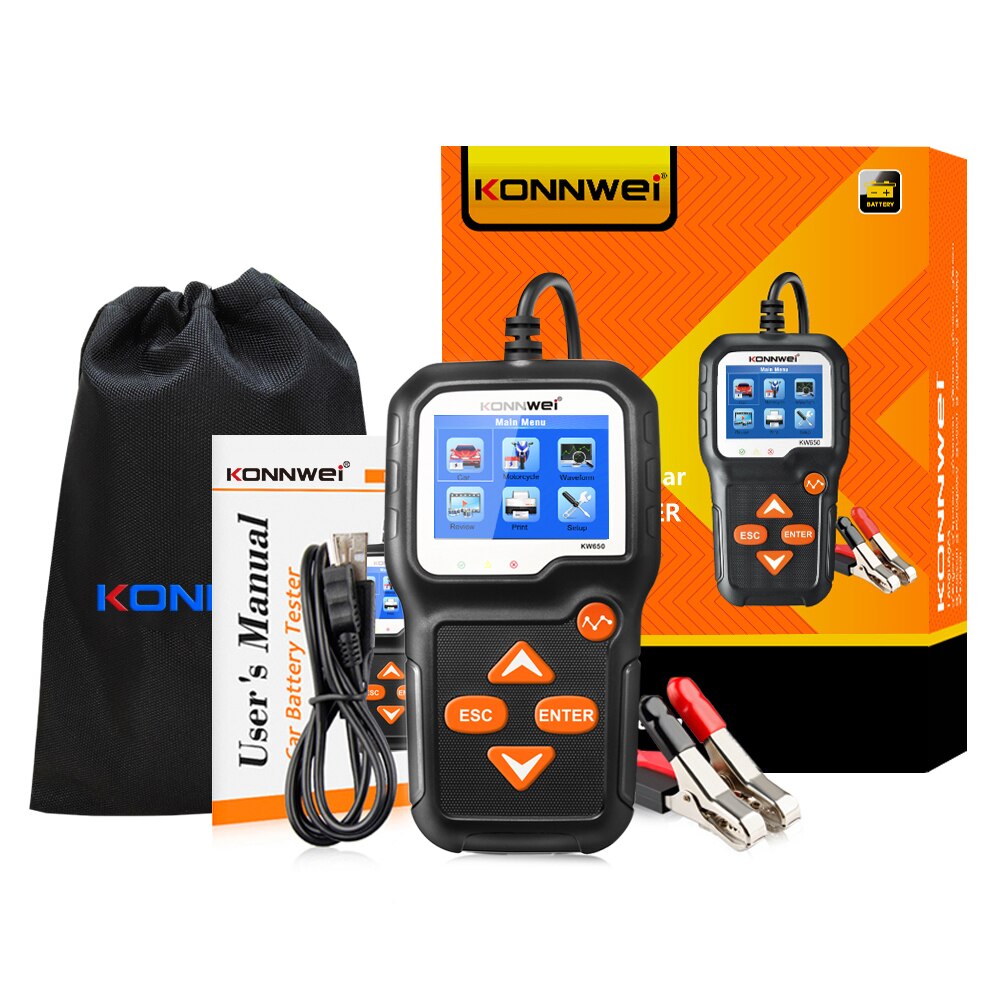 KONNWEI KW650 Car Motorcycle Battery Tester 12V 6V... – Vicedeal