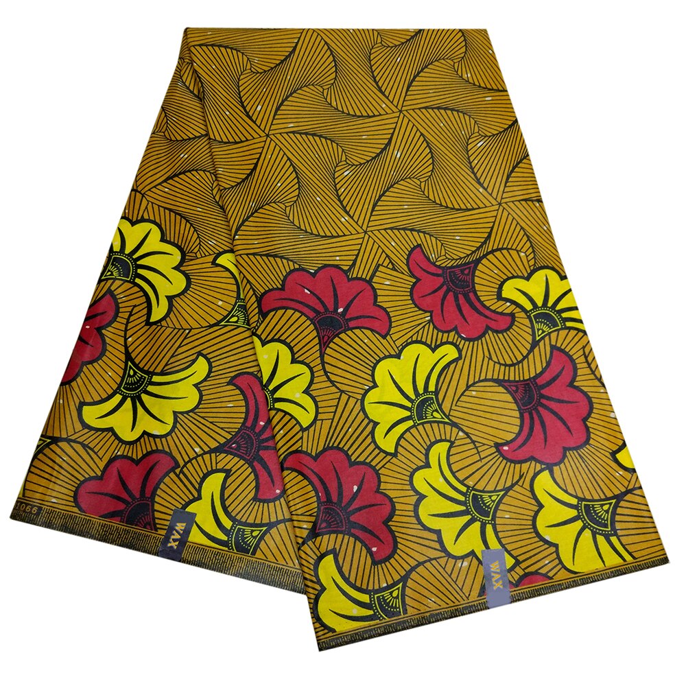 Batik Apricot Leaf Print Gold Wax Fabric African W... – Grandado