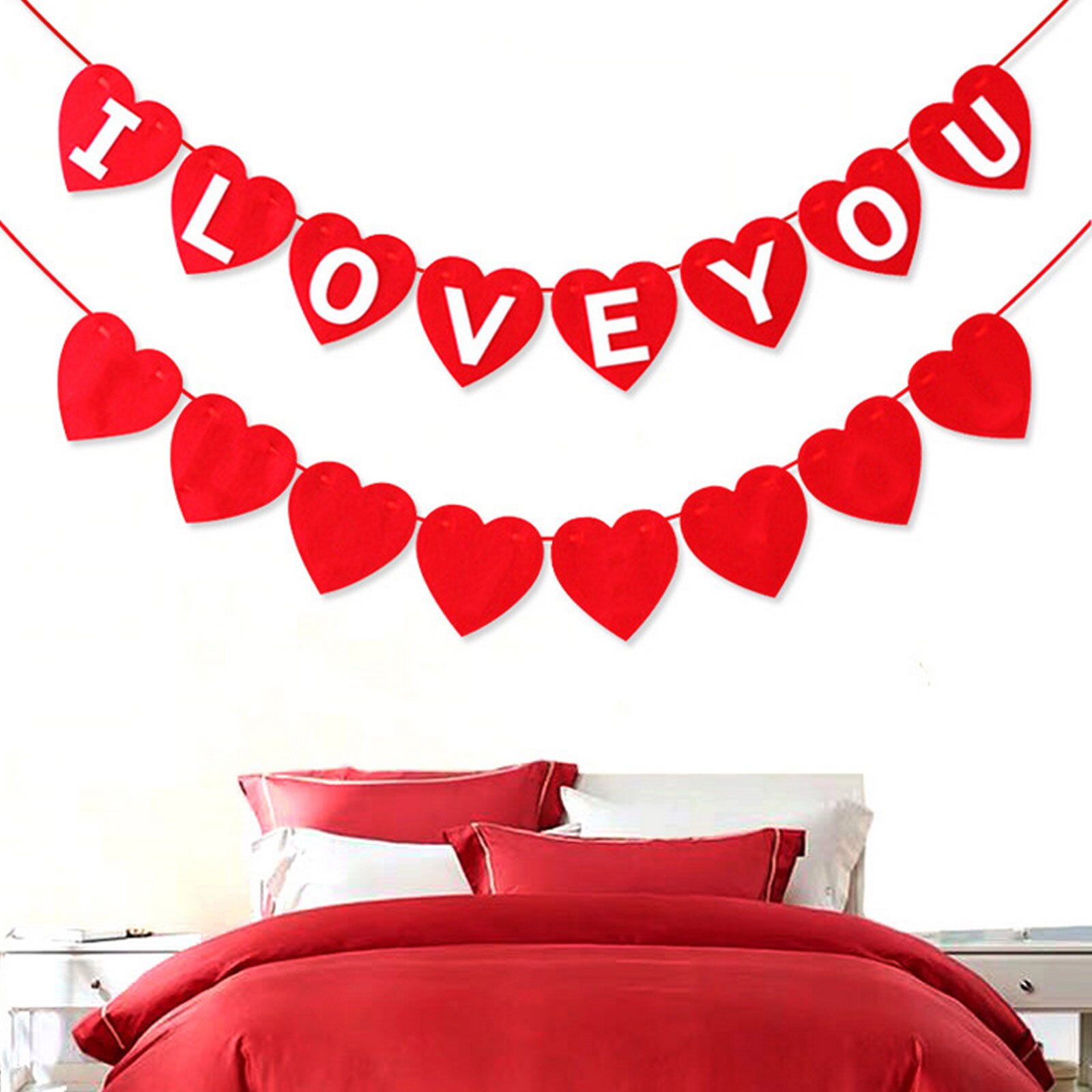 Behogar Red Glittery Happy Valentines Day Banner G... – Grandado