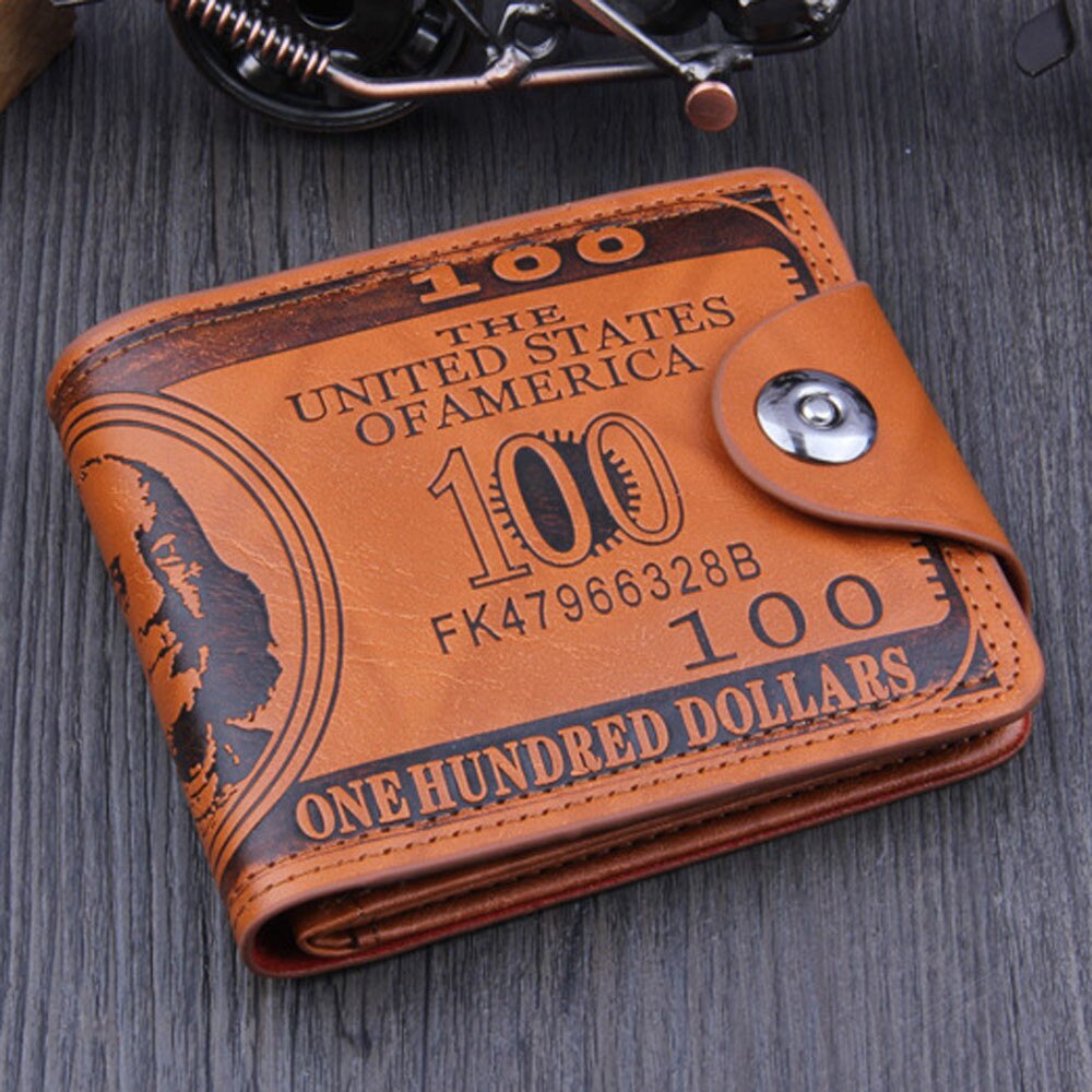 25# Men Leather Wallets US Dollar Brown Bifold Pur... – Grandado