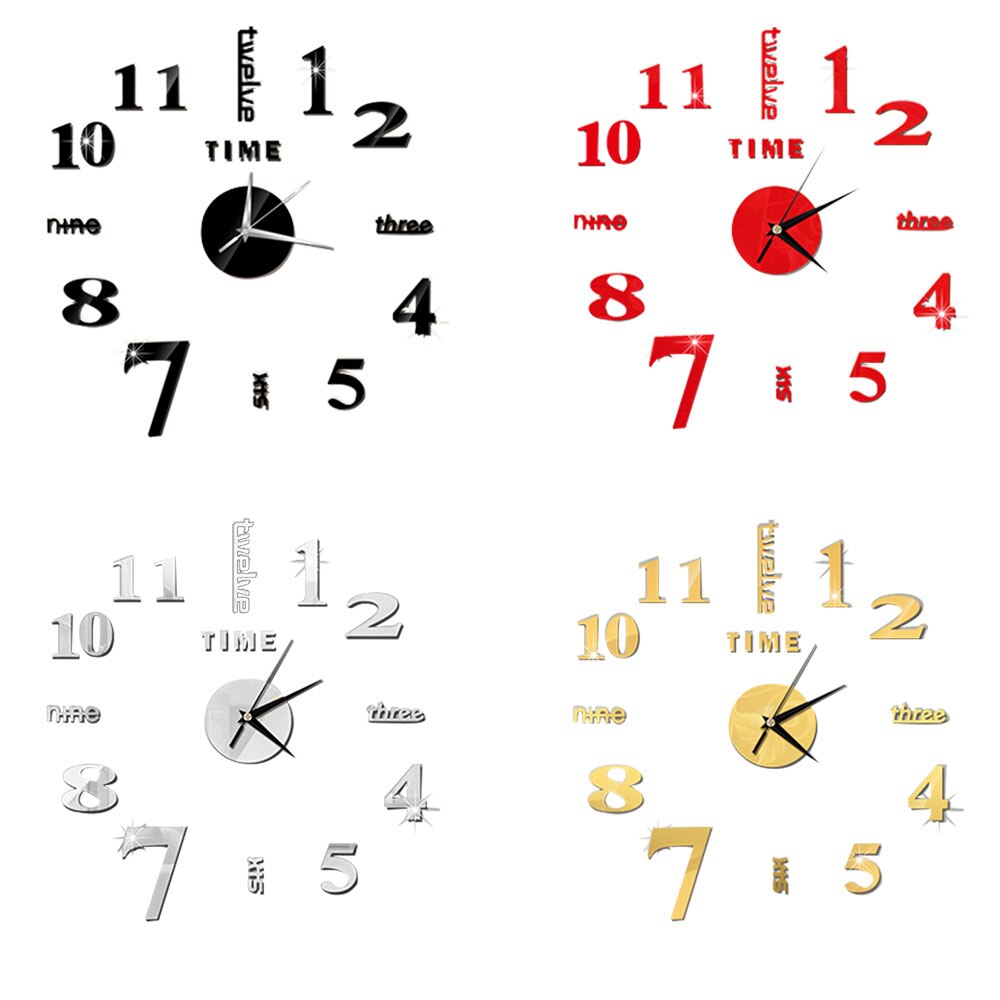 DIY 3D Mirror Wall Stickers Wall Clock Watch Art M... – Vicedeal