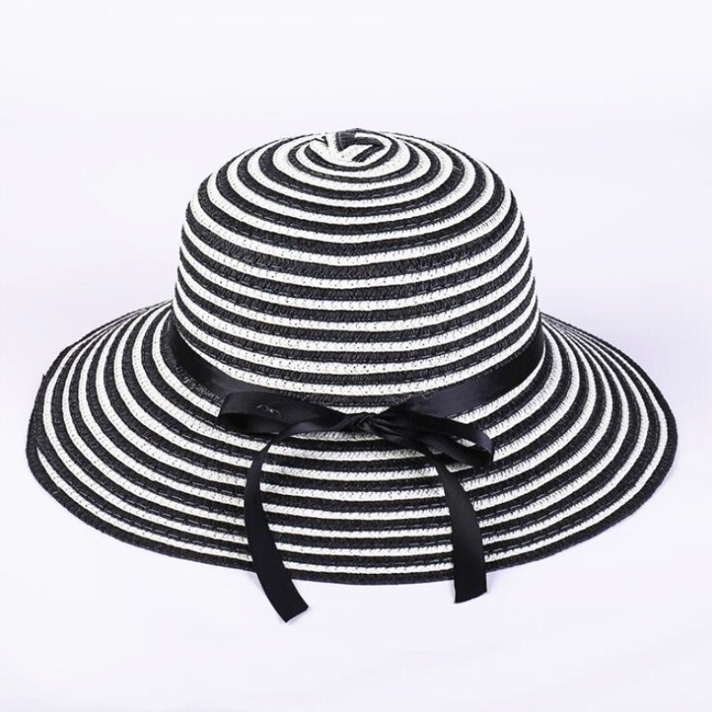 Hepburn Wind Black White Striped Bowknot Summer Su... – Vicedeal