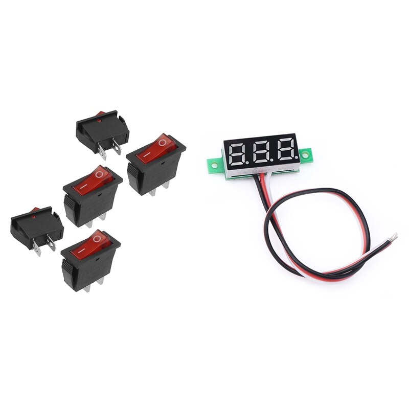 5 Pcs 2 Pin SPST Red Neon Light On/Off Rocker Swit... – Grandado