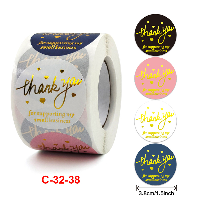 Bronzing Thank You Stickers Roll Colorful 500-Coun... – Vicedeal