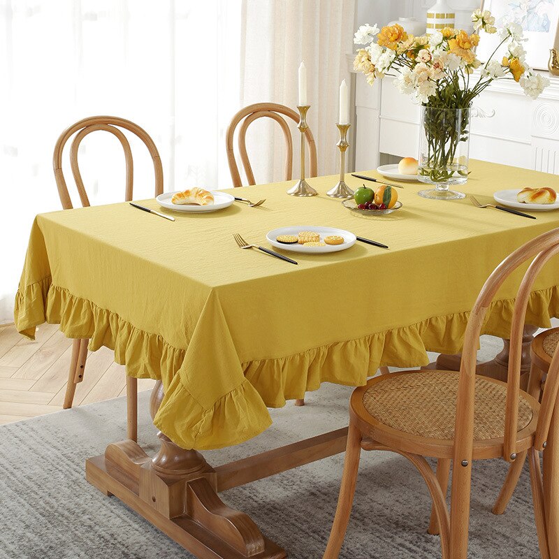 Simple Lotus Leaf Edge Table Cloth Household Cotto... – Grandado