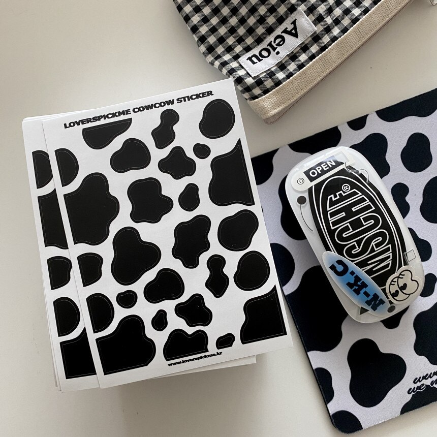 Korea Black White Color Milk Pattern Stickers Deco... – Vicedeal