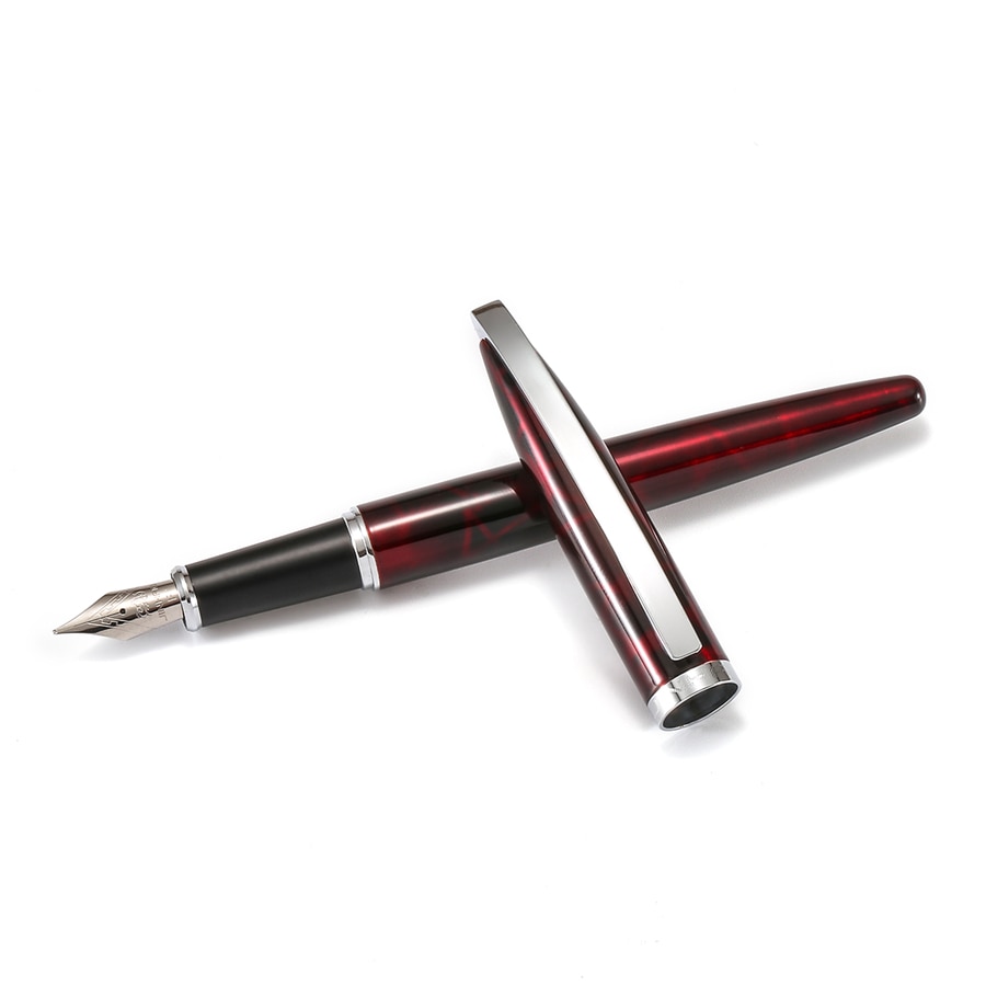 Jinhao Silver Arc Fountain Pen, Fine Nib, Amber Ma... – Grandado