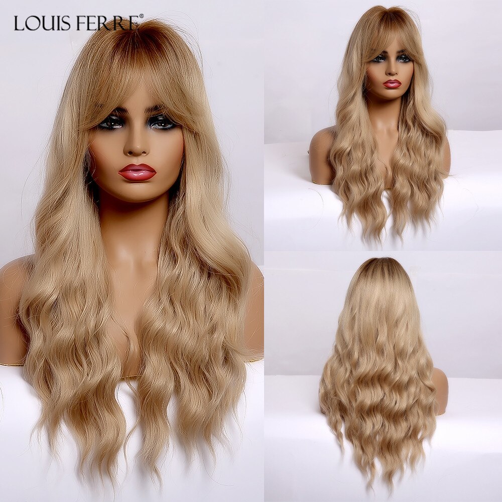 LOUIS FERRE Long Ombre Brown Honey Synthetic Wig w... – Grandado