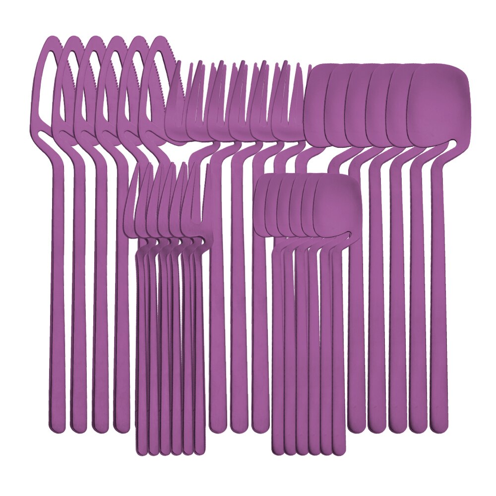 30Pcs Flatware Kitchen Cutlery Set Mat Black Dinne... – Vicedeal