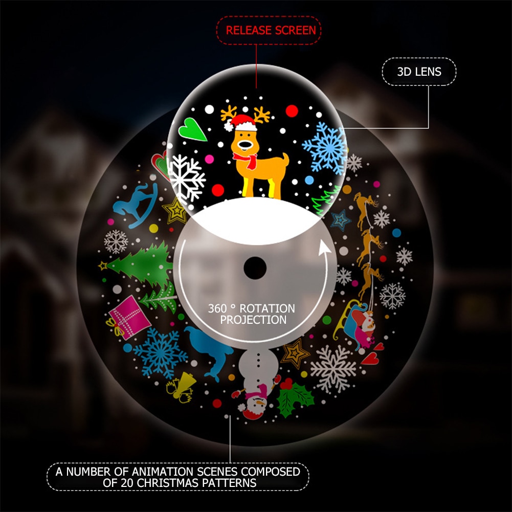 5W 3D Christmas Animation LED Projector Lamps Stag... – Grandado