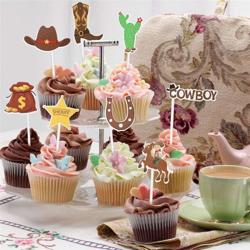 72PCS Cowboy Theme Cupcake Toppers Western Style P... – Vicedeal