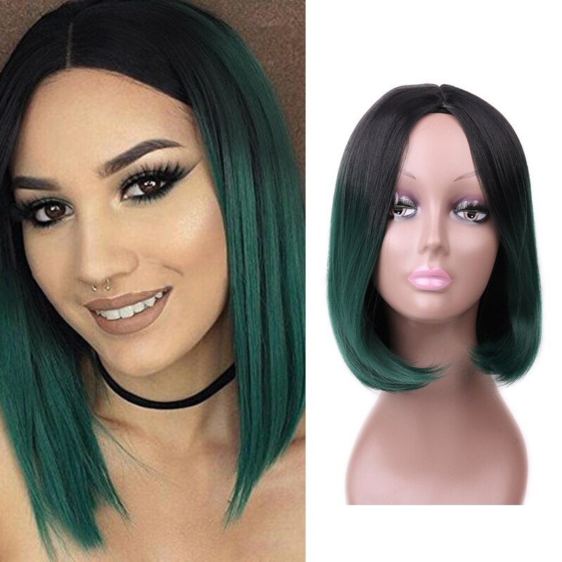 HANNE Short Ombre Grey/Green/Blue Synthetic Wigs H... – Grandado