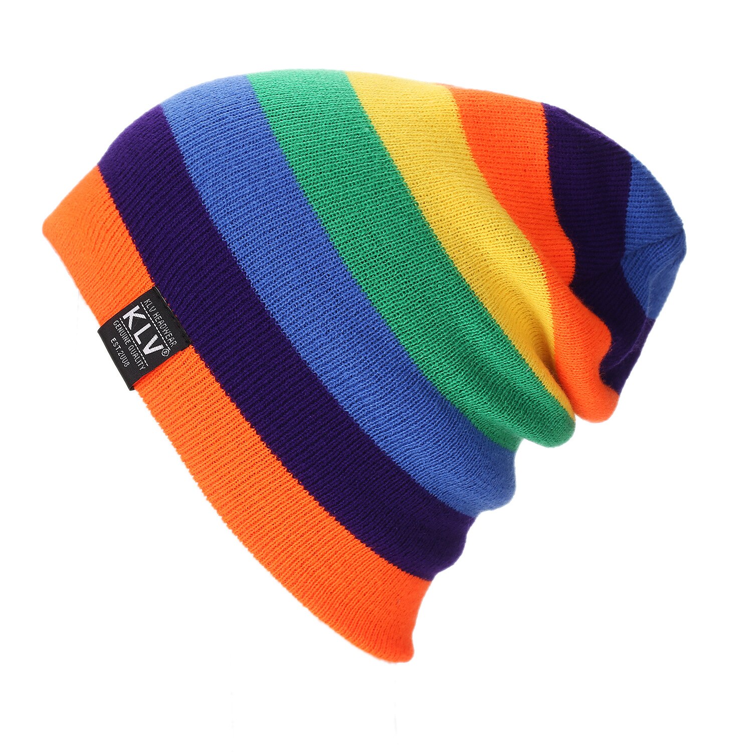 Multicolor stitching woolen hat, warm autumn and w... – Vicedeal
