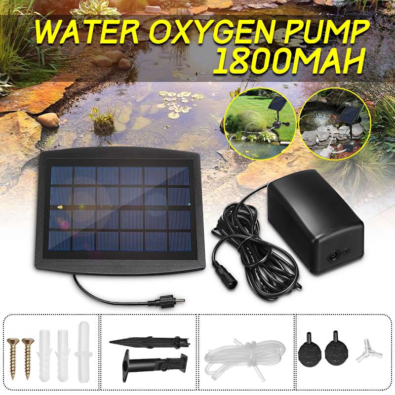 Solar Panel Aquarium Fish Tank Air Pump Silent Com... – Grandado