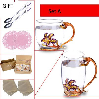 Europa P Iris Emaille Glas Becher Milch Tumbler Bü... – Vicedeal