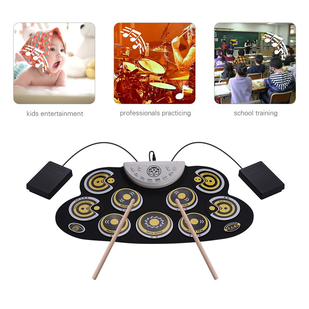 Bærbar elektronisk trommepute silikon rull opp tro... – Grandado