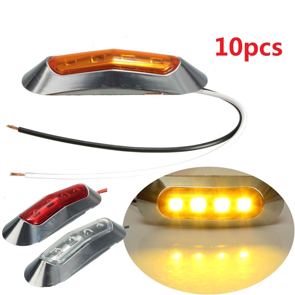 10 Pcs/5 Pcs Dc 10 V-30 V 12V 24V 4 Led Auto Chrom... – Grandado