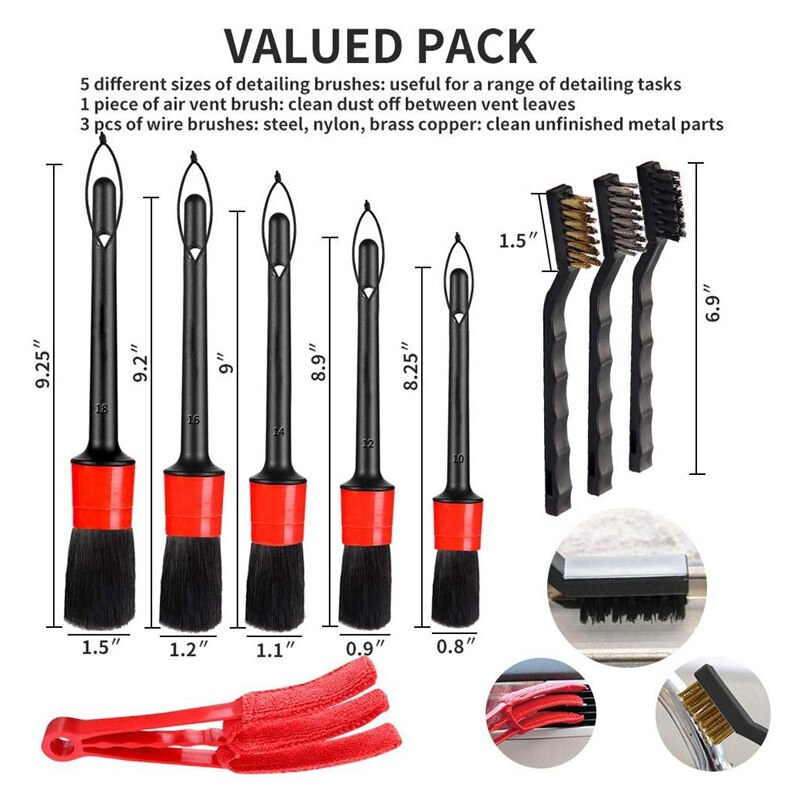 Car Detailing Brush Auto Detail Brush Set Boar Hai... – Grandado