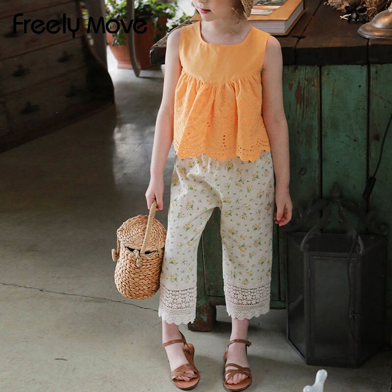 Freely Move Kids Girls Summer Clothes Outfit Sleev... – Grandado