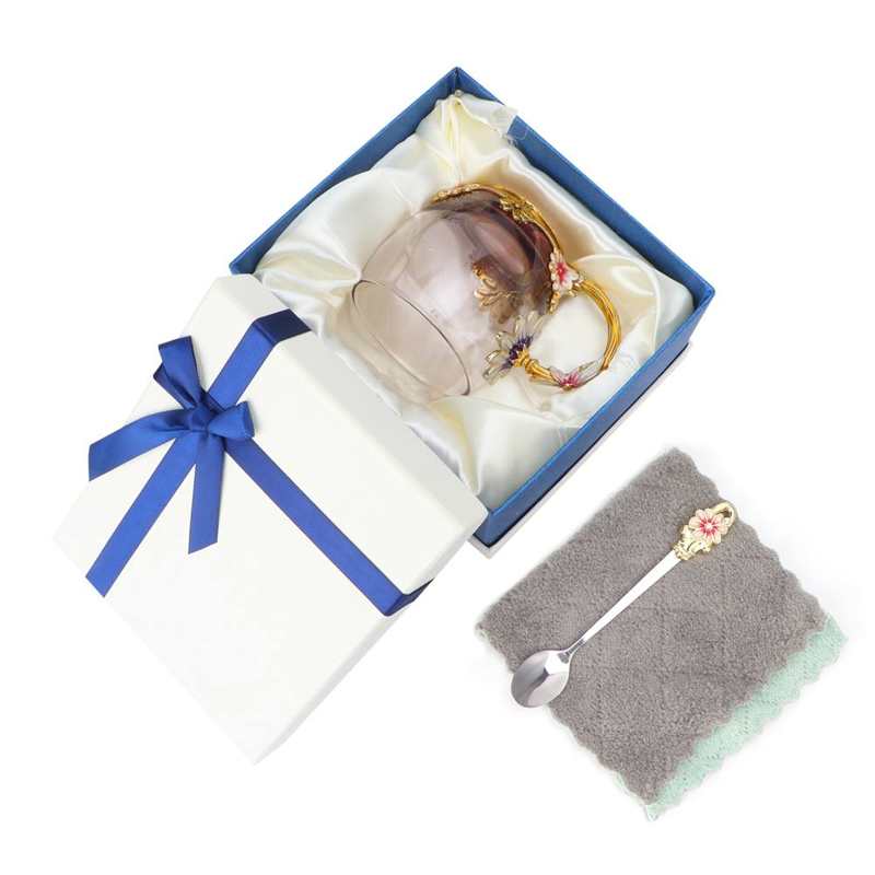 Glass Cup Innovative Flower Tea Cup with Spoon Dri... – Vicedeal