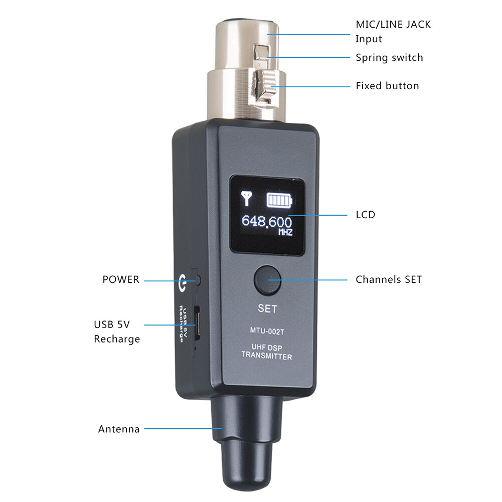 Wireless Microphone System Transmitter Rechargeabl... – Grandado