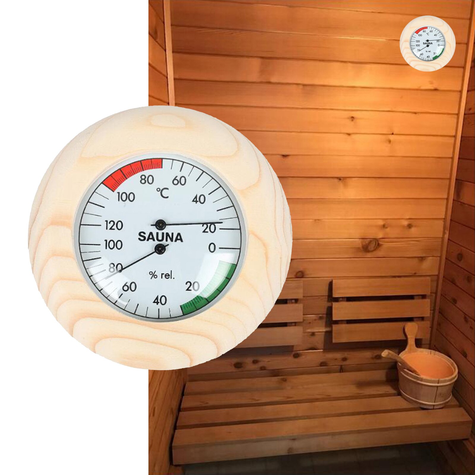 14.5x3cm Round Digital Sauna Wooden Thermometer Hy... – Grandado