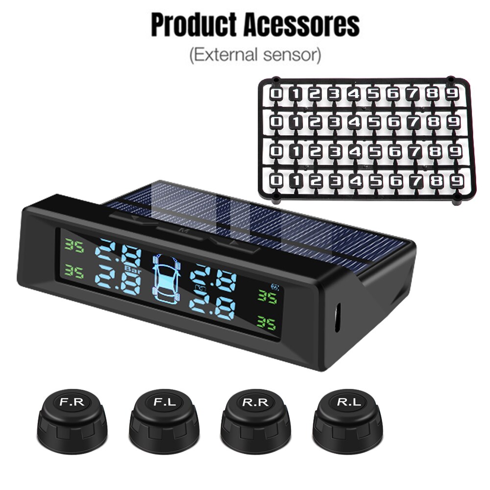 Solar TPMS With Tyre Pressure Sensor Parking Card ... – Grandado
