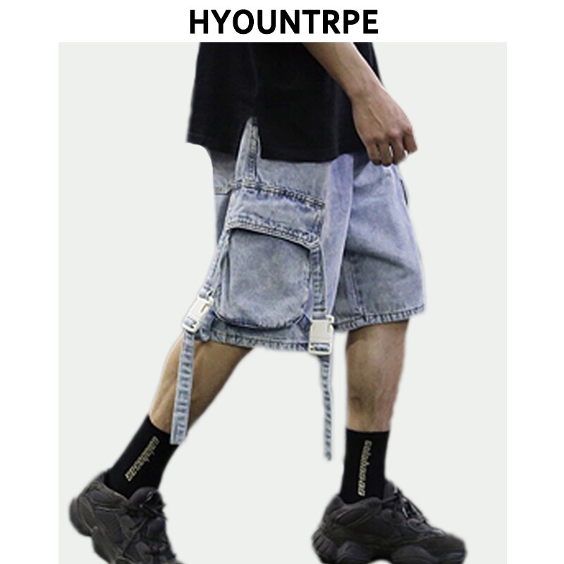 Men's Shorts Casual Denim Shorts Side Big Pockets ... – Grandado