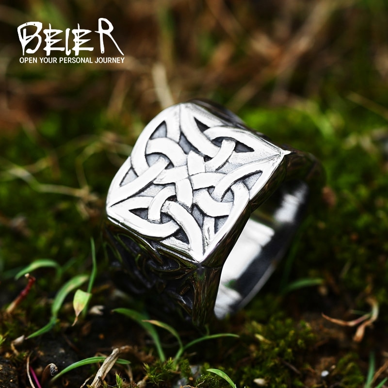 Beier Celtic Knot Weave Viking Symbols Ring For Me... – Vicedeal