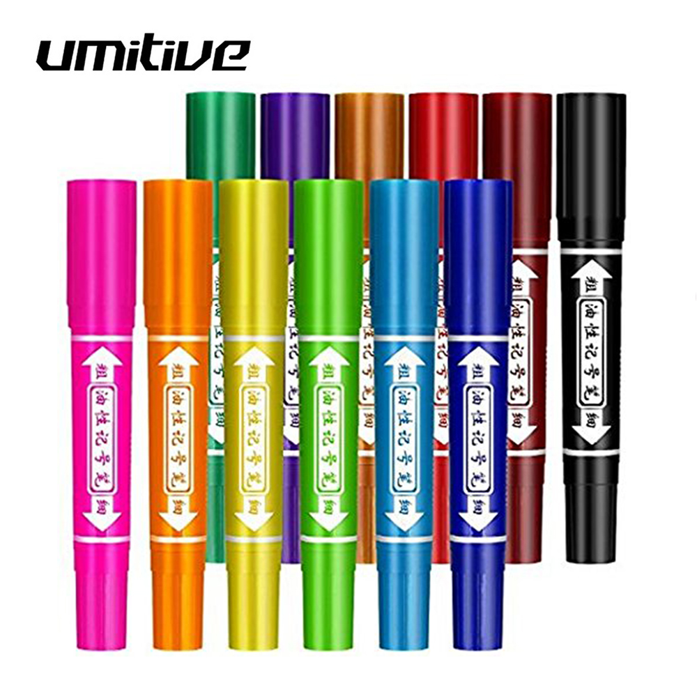 Umitive 12 Colors Oil Based Permanent Marker Pens Grandado