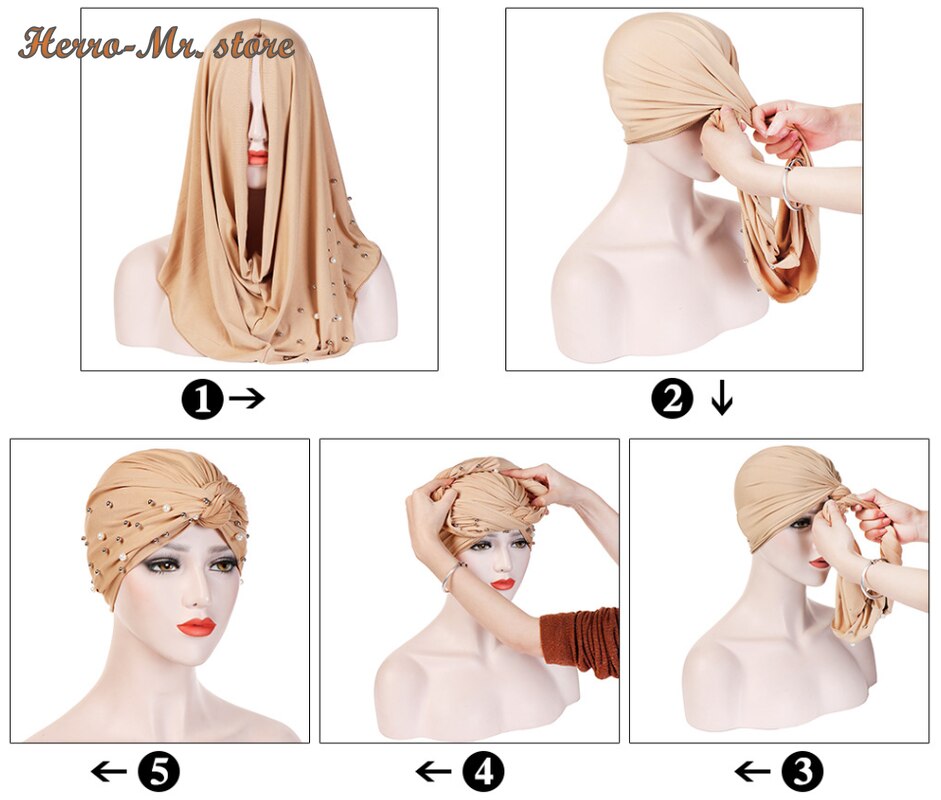 Muslim cotton turban hijab bonnet arab wrap head t... – Grandado