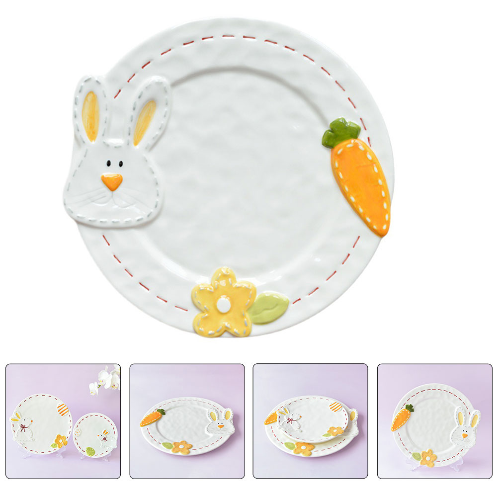 Ceramic Plate Easter Rabbit Plate Breakfast Dish C... – Vicedeal