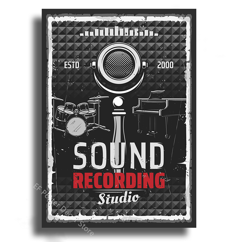 Music Recording Studio Retro Poster Entertainment ... – Grandado