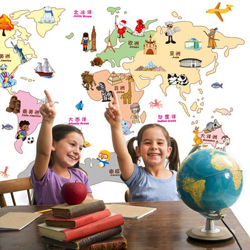 World Map Nursery Wall Stickers For Kids Room Bedr... – Grandado