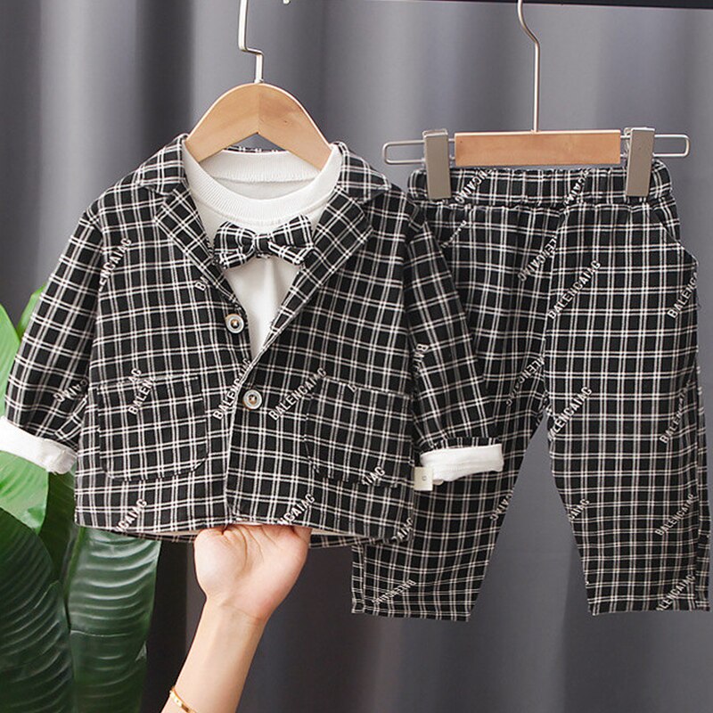 Kids Kinderen Pak Plaid Jas + T-shirt + Broek Pak ... – Vicedeal