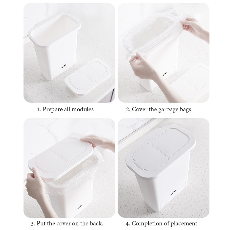Kitchen Cabinet Door Hanging Trash Can with Lid Wa... – Vicedeal