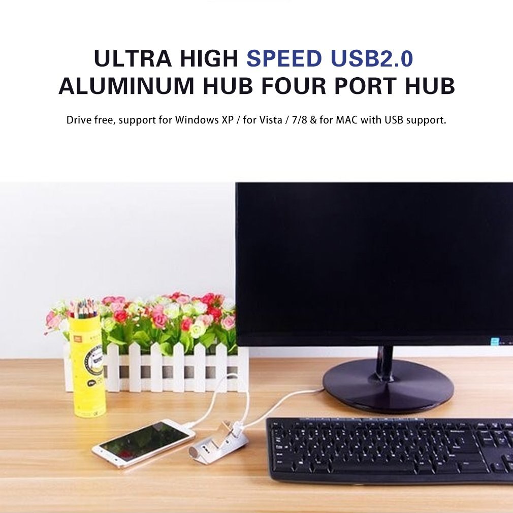 Super High Speed 4 Ports USB Hub Aluminum Alloy US... – Grandado