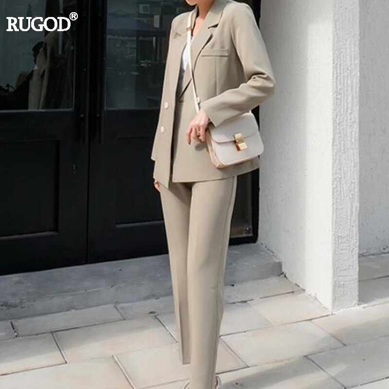 RUGOD Vintage OL Suits Women Double Breasted Blaze... – Grandado