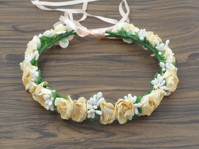 Bohemia Handmade Flower Crown Rustic Vintage Yello... – Grandado