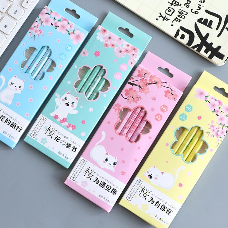 4 Pcs/pack Kawaii Cherry Blossoms Sakura Cat Woode... – Grandado