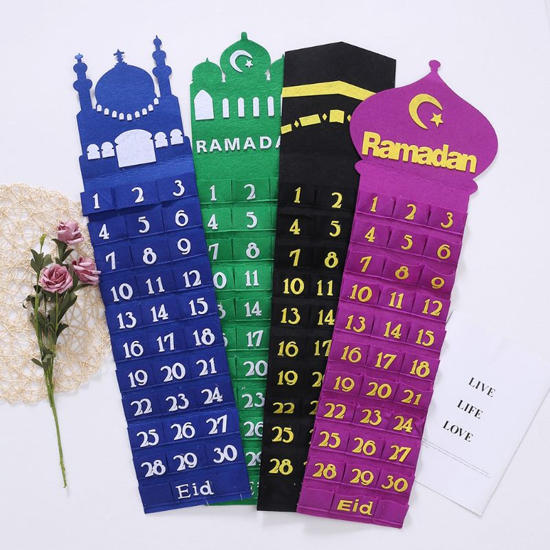 Felt Ramadan Eid Mubarak Wall Hanging Numbered Cou... – Grandado