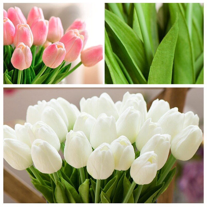Ramo de tulipán Artificial de tacto Real, Material... – Grandado
