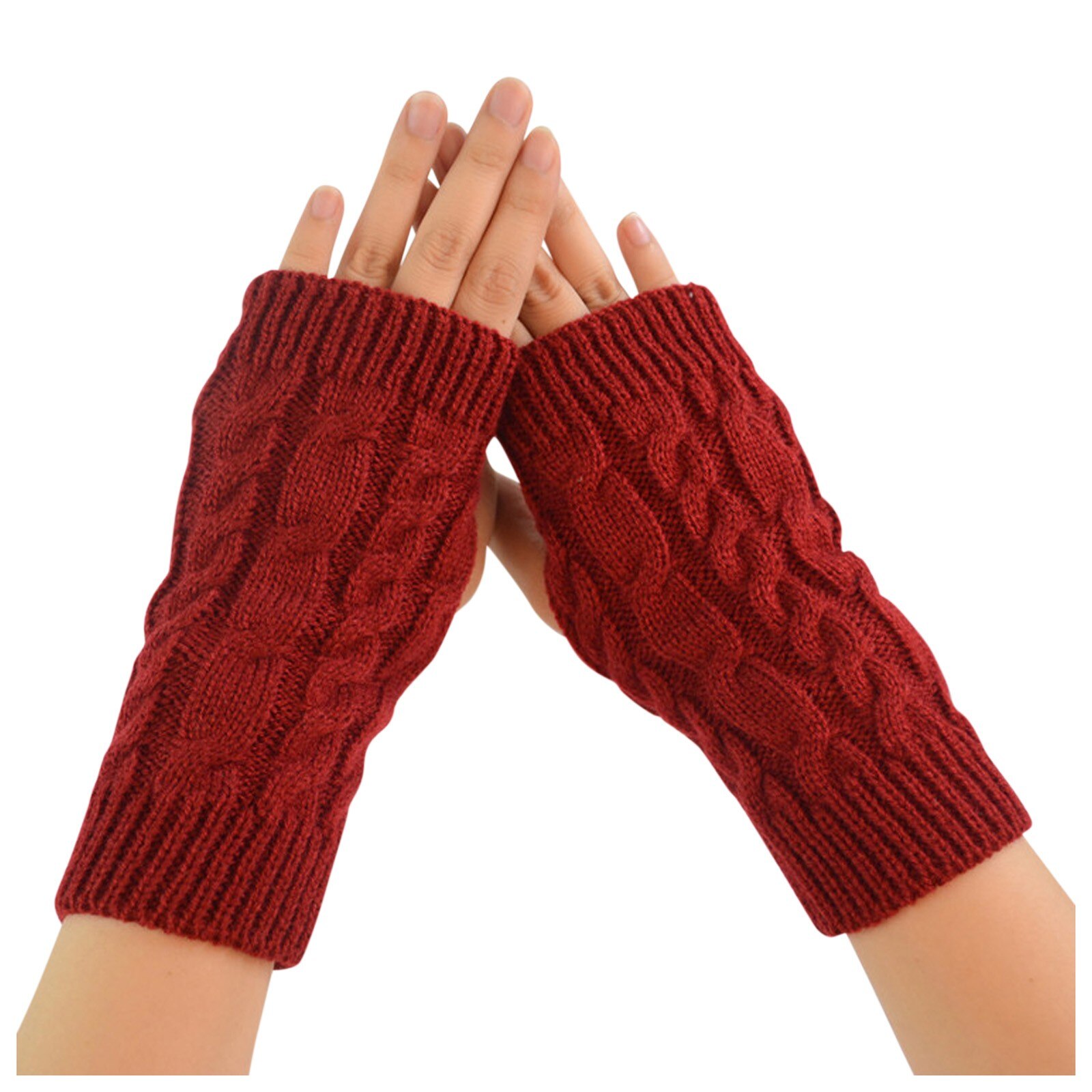 Women Winter Knitted Fingerless Wool Mitten Warm S... – Grandado