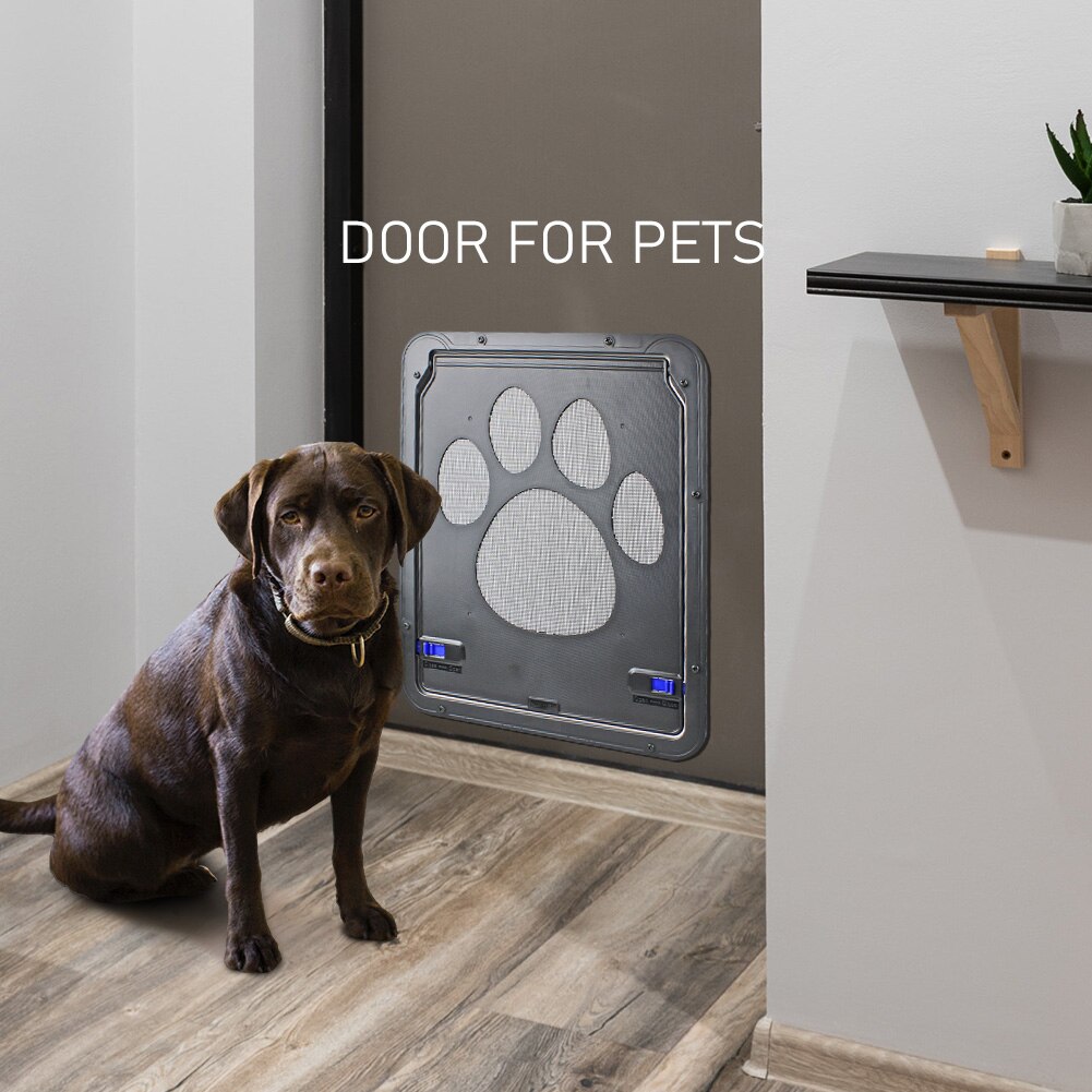 Lockable Dog Cat Door Footprint Pattern Small Pet ... – Grandado