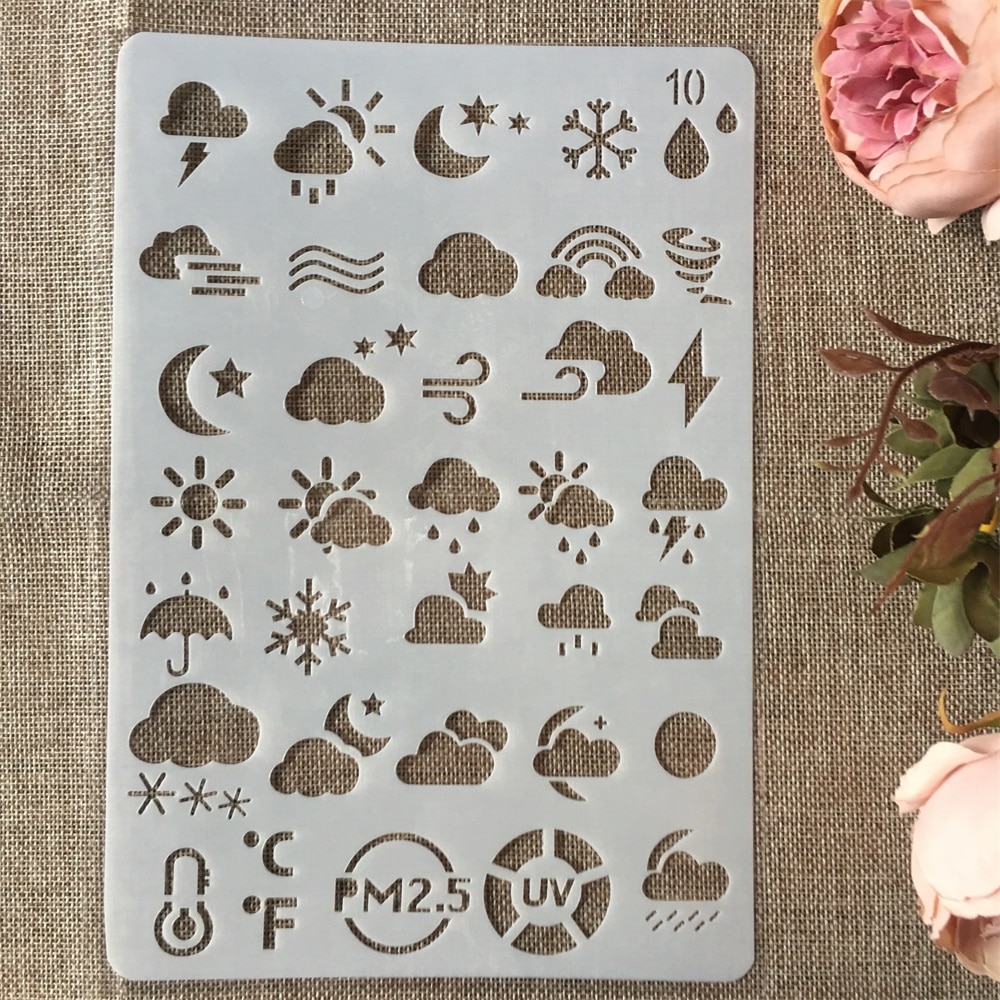 26cm Weather Cloud Sun DIY Craft Layering Stencils... – Grandado