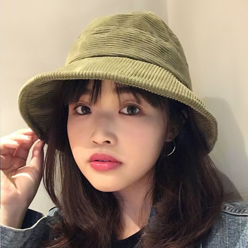 Women Corduroy Velvet Bucket Hat Solid Color Wide ... – Vicedeal