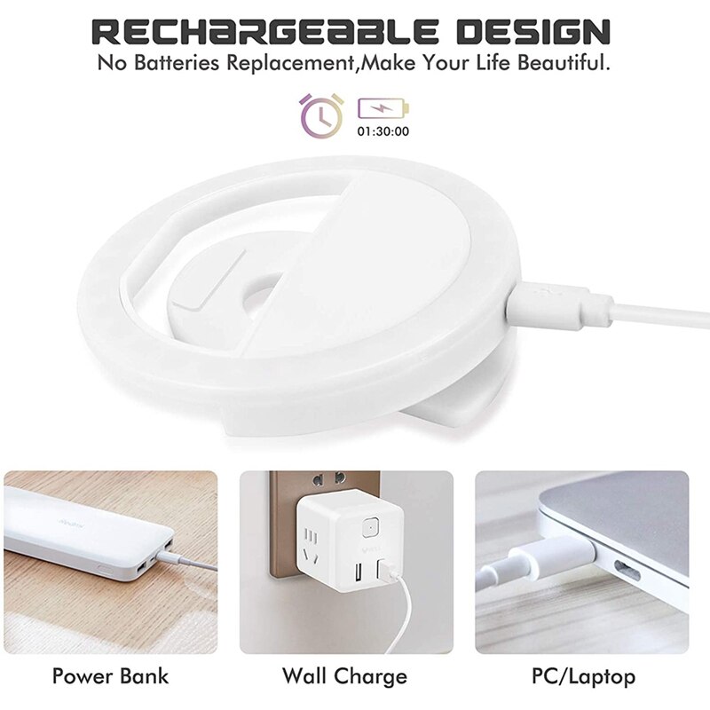 Selfie Ring Light Rechargeable Clip-on Phone Ring ... – Grandado