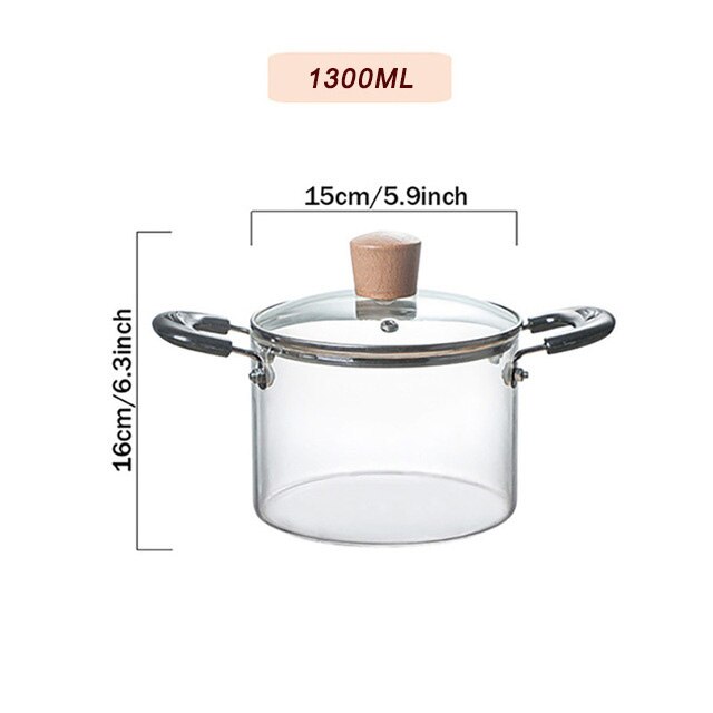 HOONRA 2.3L Household Glass Cooking Pot Heat-resis... – Grandado