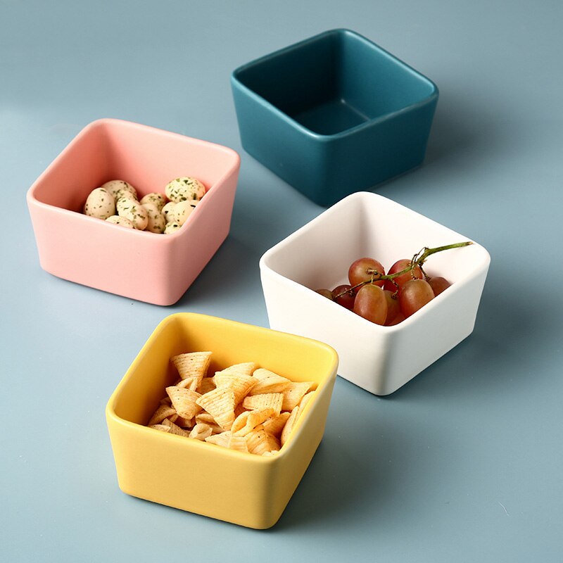 Nordic cute square snack dish, ceramic dish, house... – Grandado
