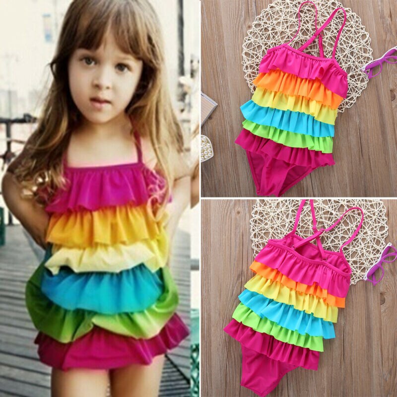 Children Kids Girls Layered Ruffle Bikini Swimwear... – Vicedeal